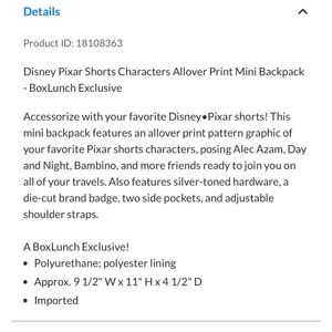 Disney | Bags | Disney Pixar Shorts Characters Allover Print Mini ...